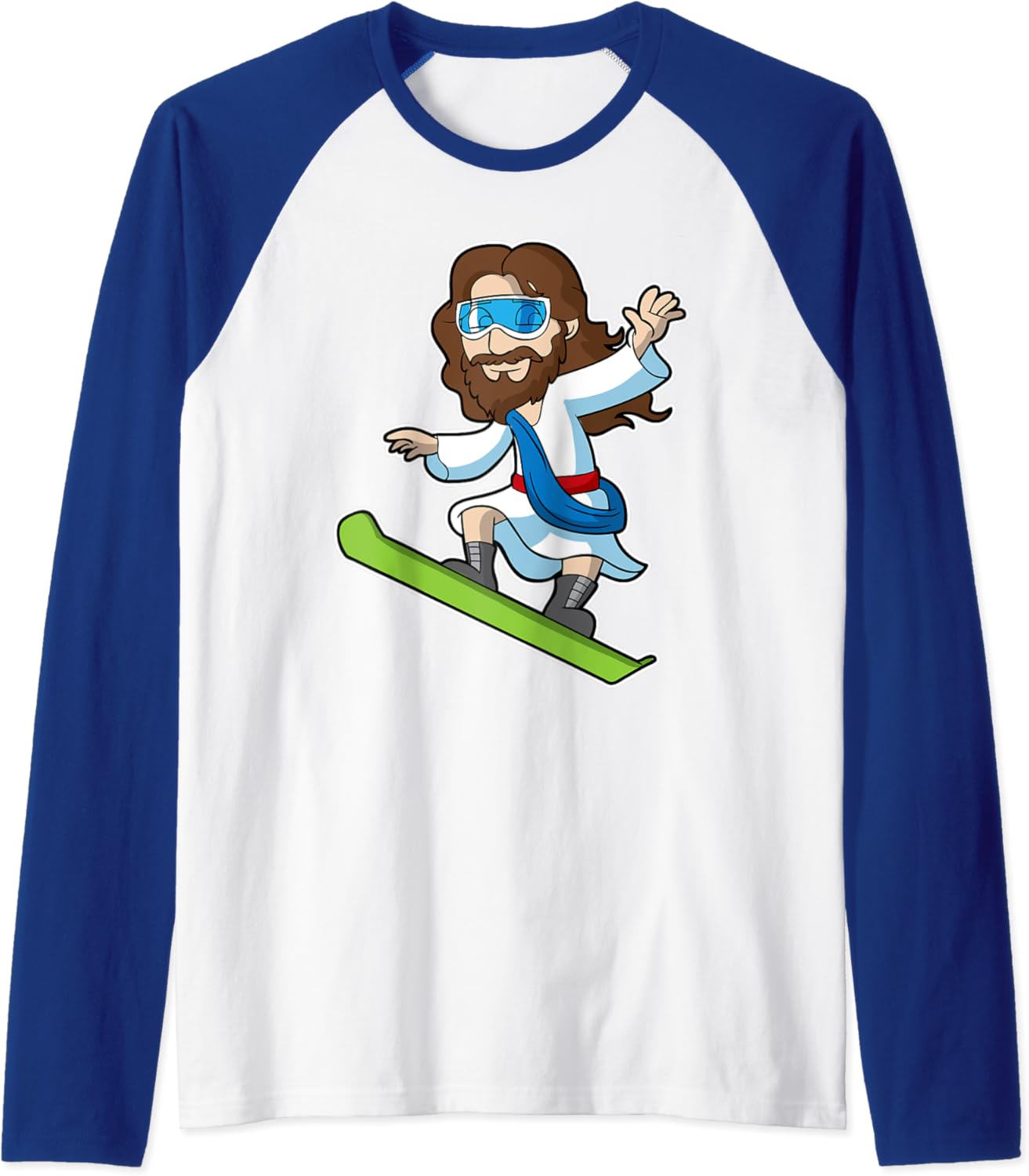 Christmas Jesus Snowboard Snowboarder Snowboarding Gift Manche Raglan christmas-jesus-snowboard-snowboarder-snowboarding-gift-manche-raglan